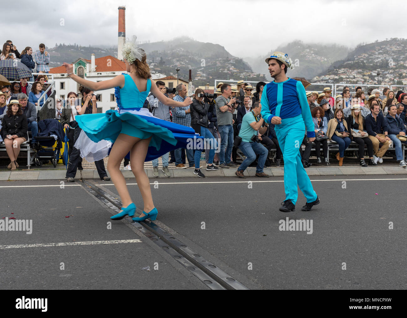 Funchal; Madeira; Portugal - April 22; 2018: Couple in colorful ...