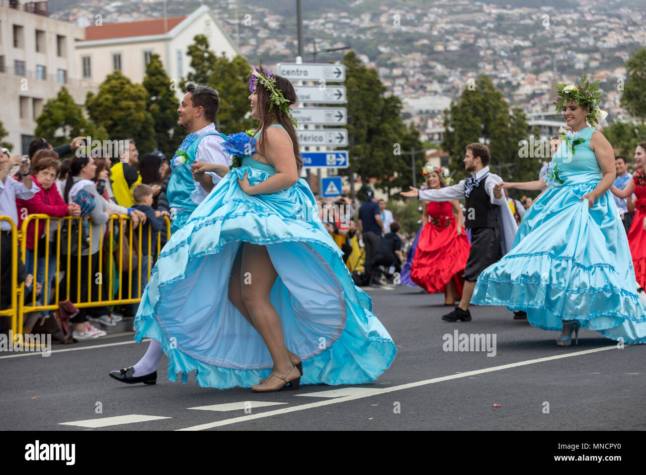 Funchal; Madeira; Portugal - April 22; 2018: A group of people in ...