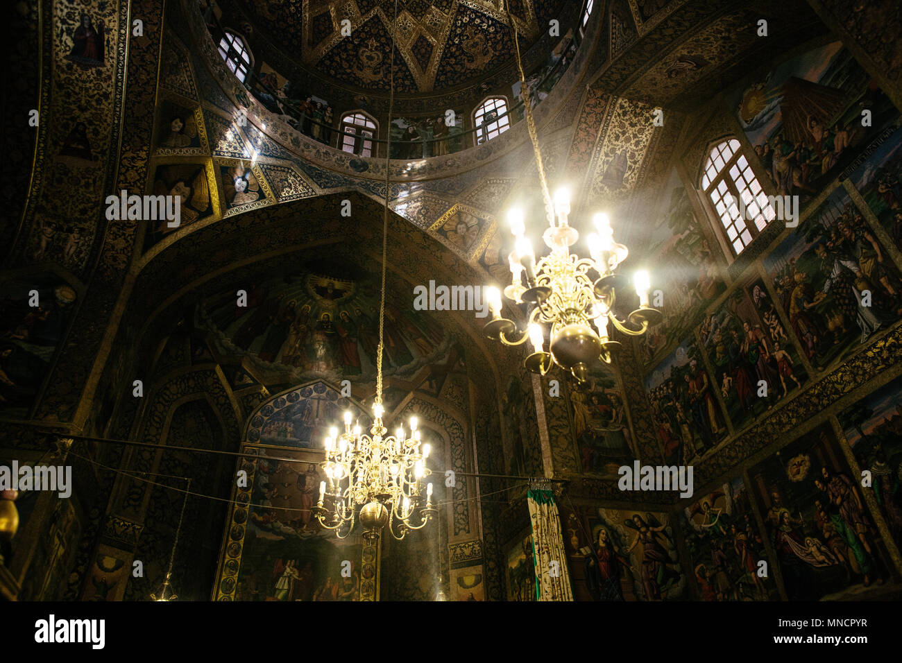 Isfahan, Iran - October 15, 2017:Armenian Fresco in the Vank Cathedral ...