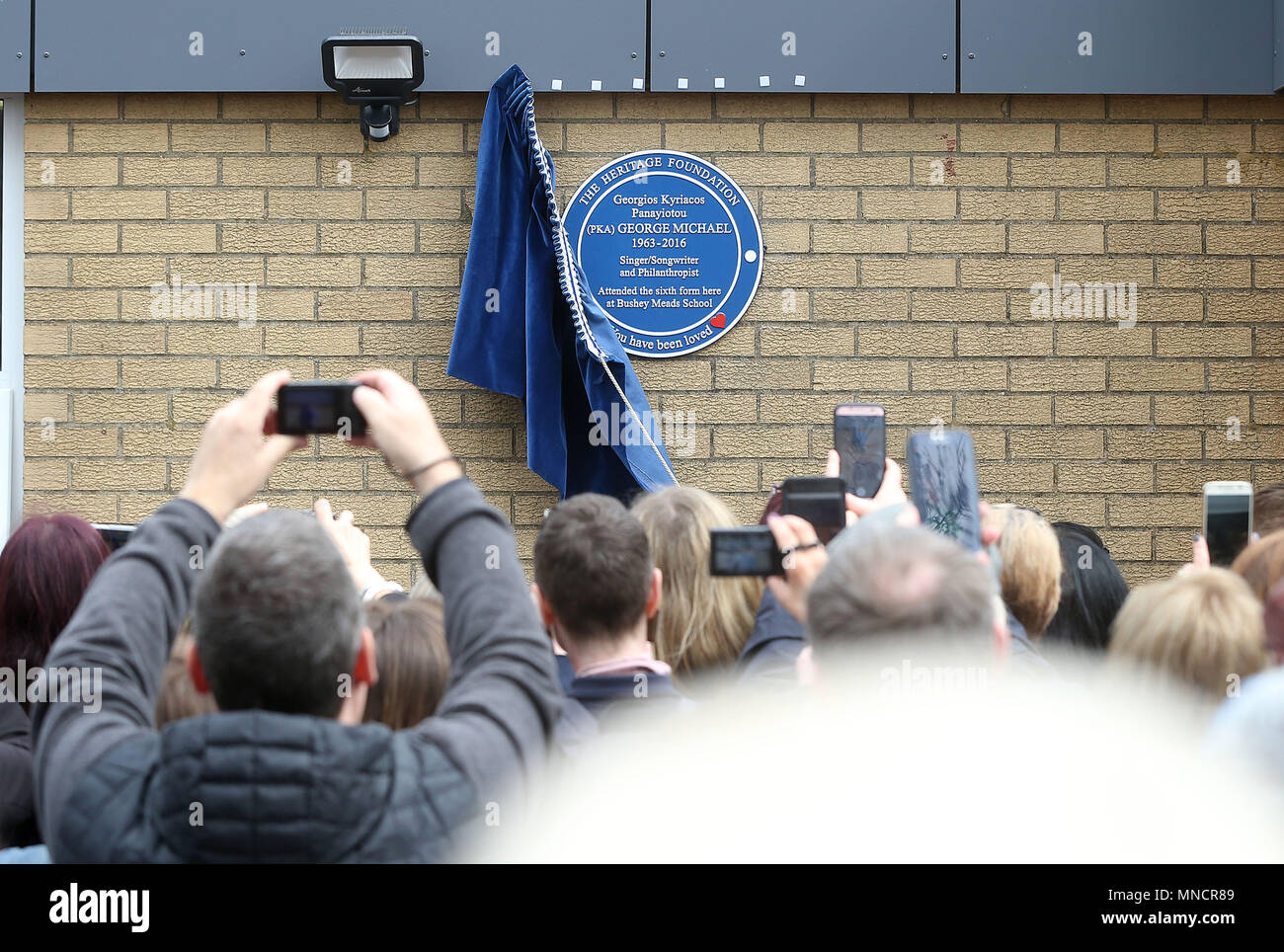 George Michael commemorative blue plaque is unveiled at Bushey Meads ...