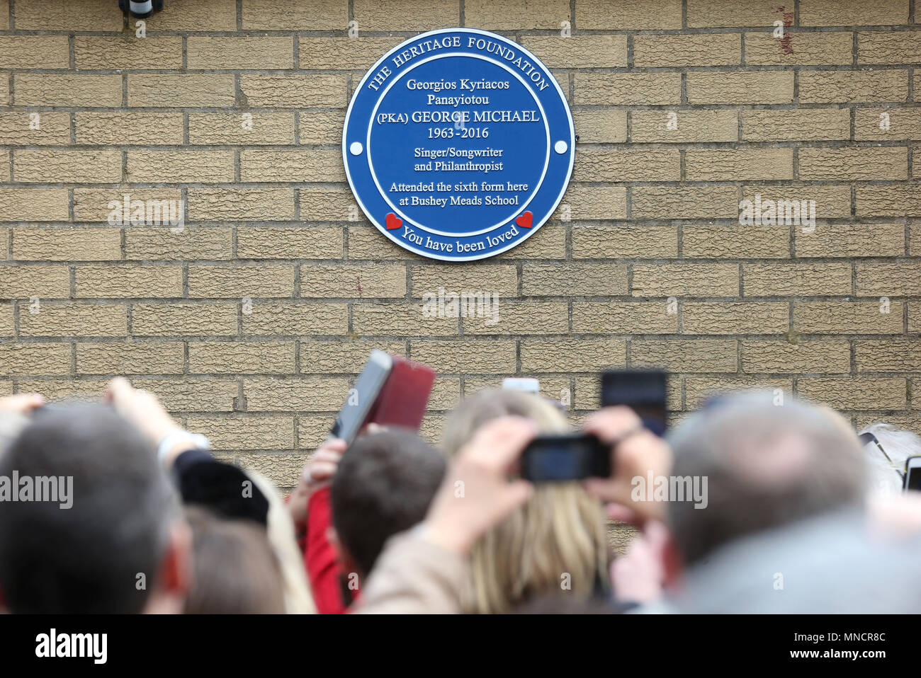 George Michael commemorative blue plaque is unveiled at Bushey Meads ...