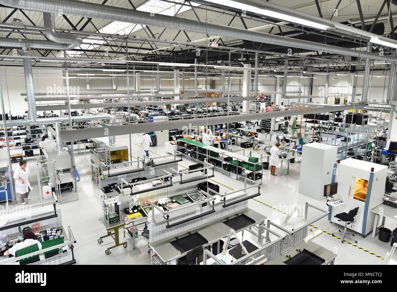 industrial factory for assembly of microelectronics - interior and ...