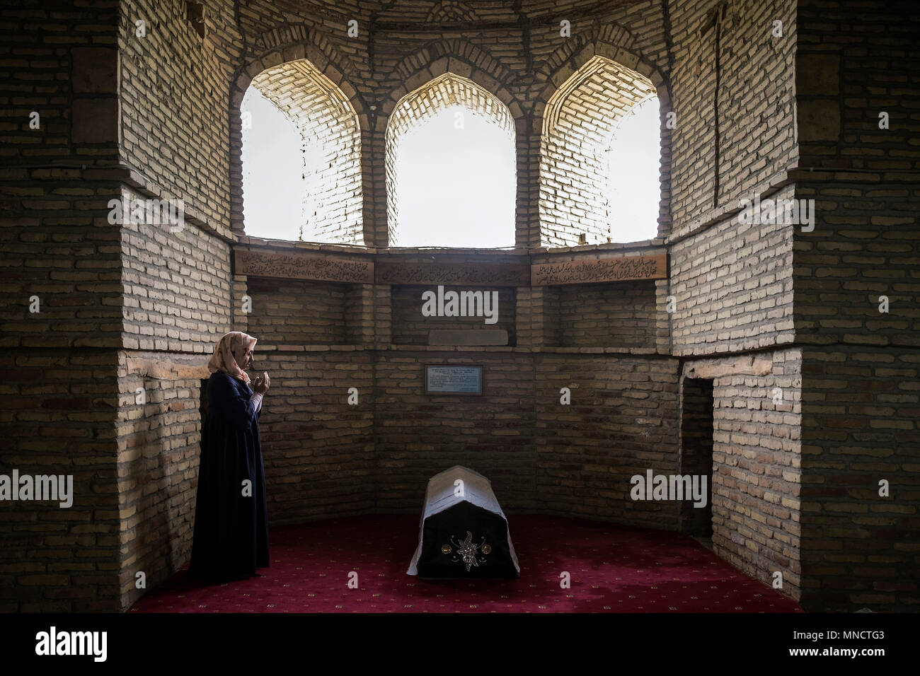 Uzbekistan, Tashkent, woman praying inside mosque Stock Photo - Alamy