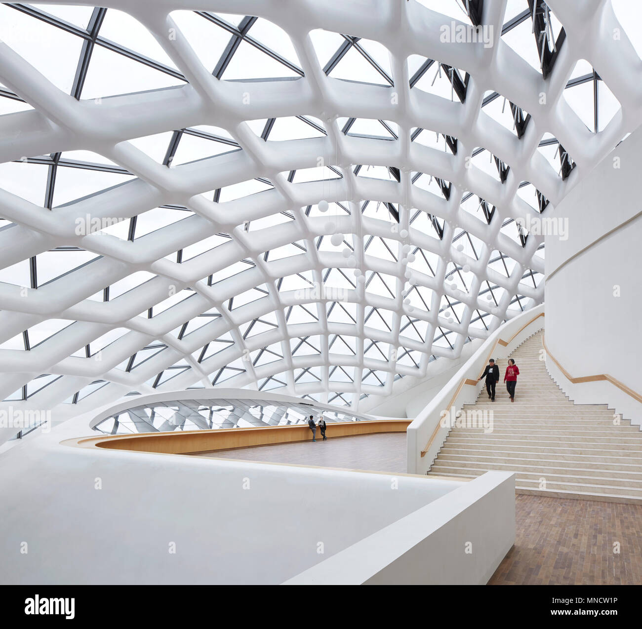 Circulation space on stairway and ramp beneath alveolar skylight ...