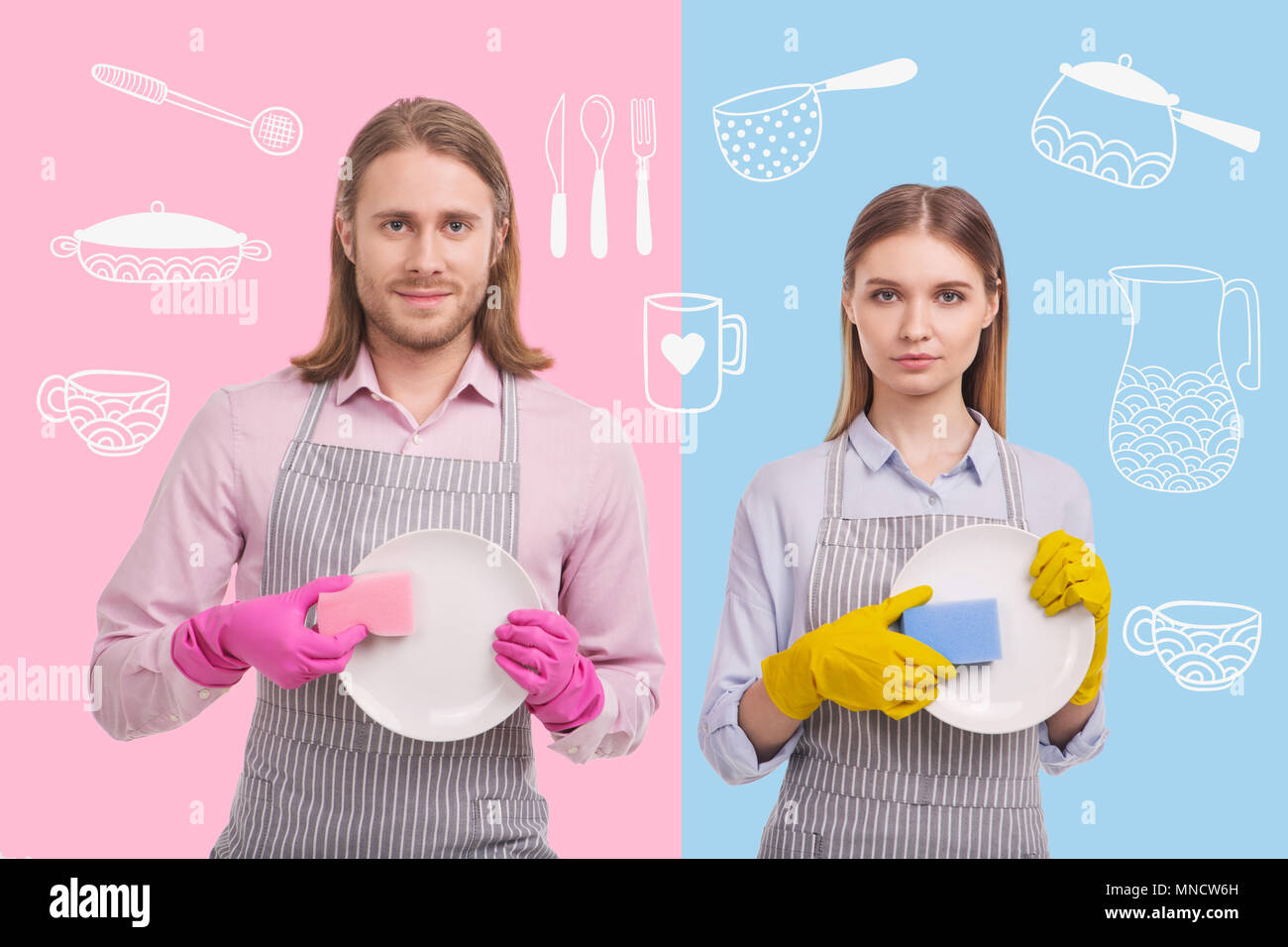 Man washing dishes plates hi-res stock photography and images - Alamy
