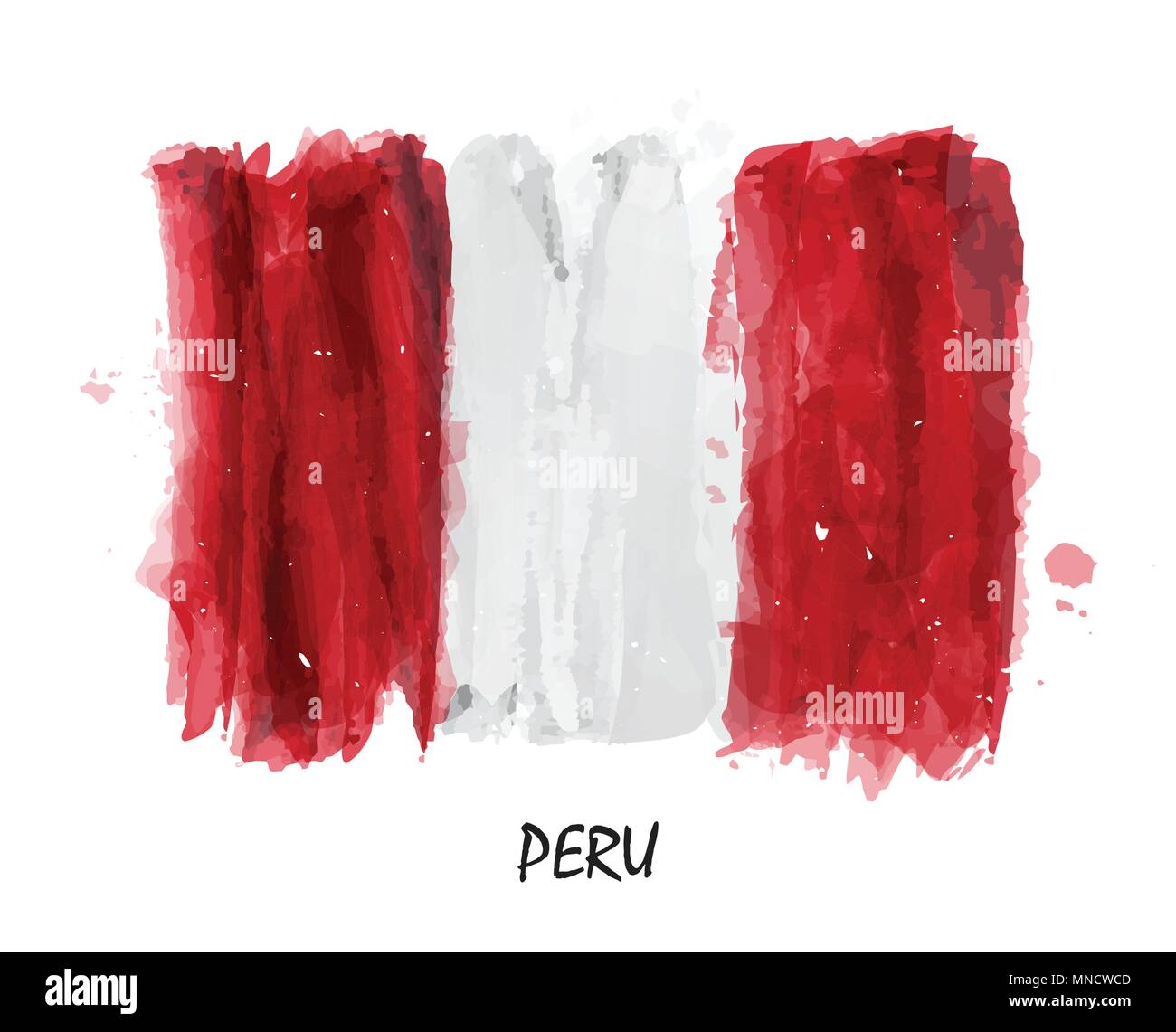 Realistic watercolor painting flag of Peru . Vector Stock Vector Image ...