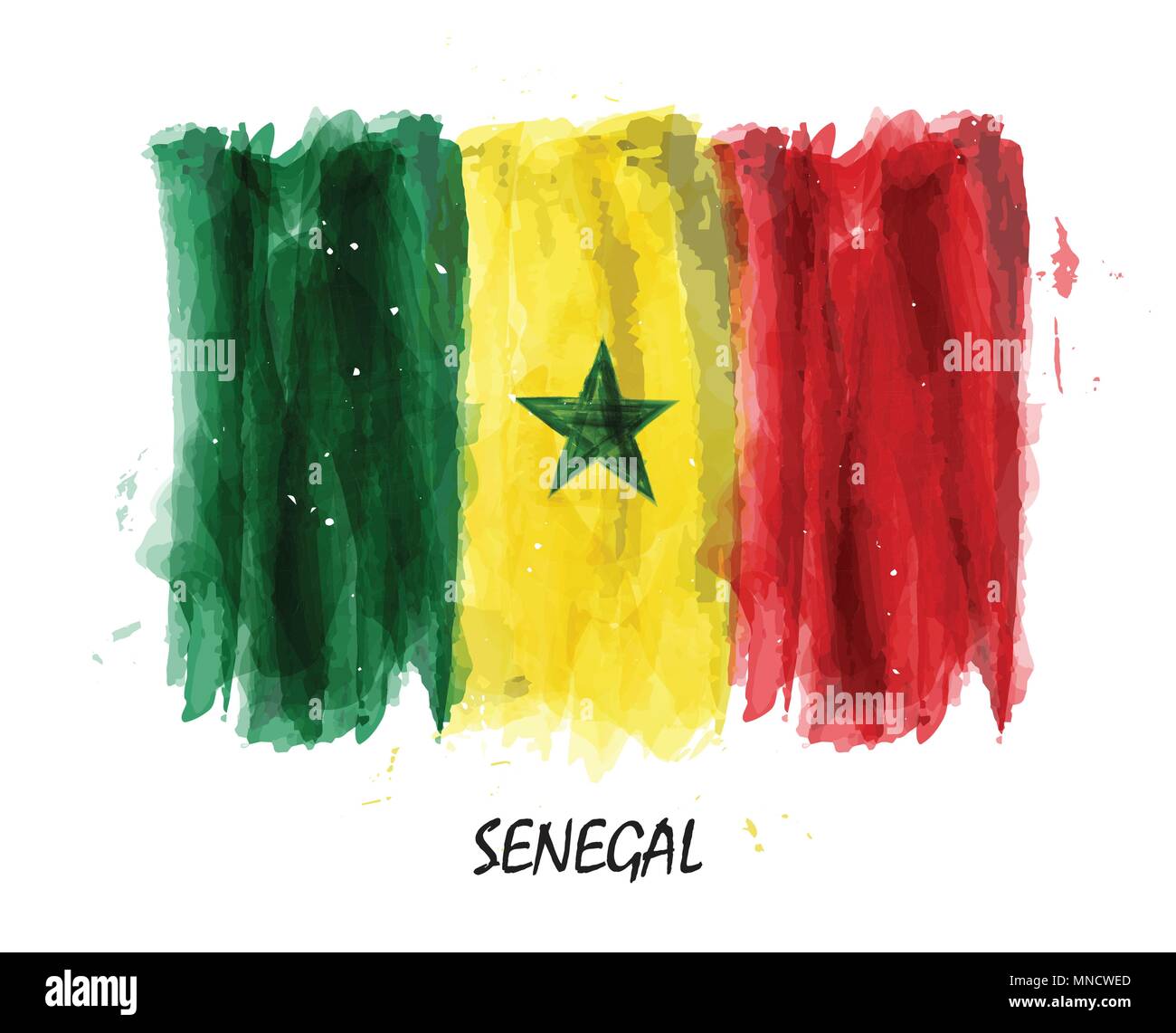 Realistic watercolor painting flag of Senegal . Vector Stock Vector ...
