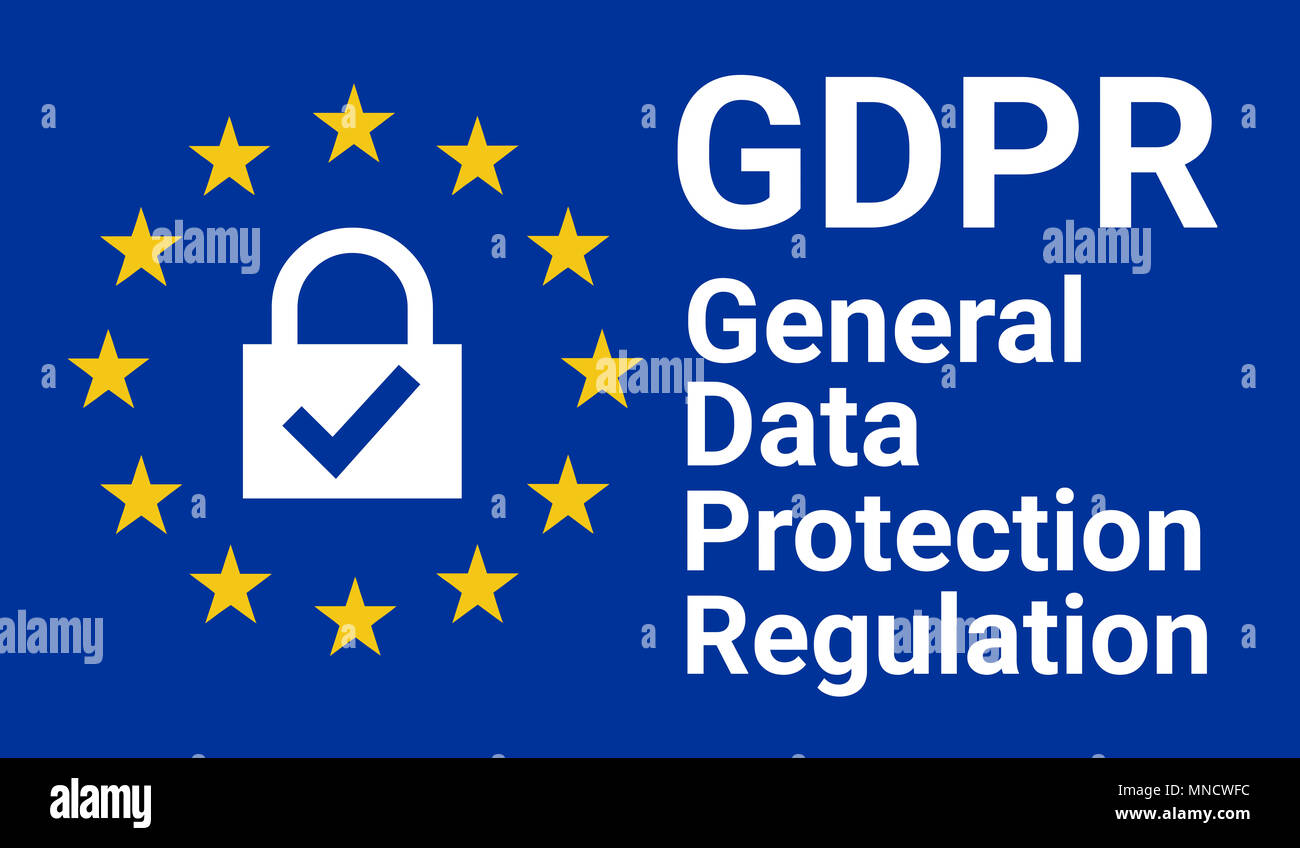 GDPR sign illustration with European flag Stock Photo - Alamy