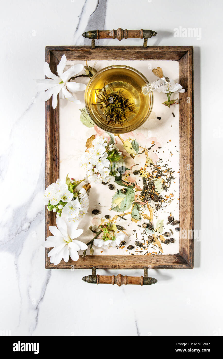 Tea with spring flowers Stock Photo - Alamy