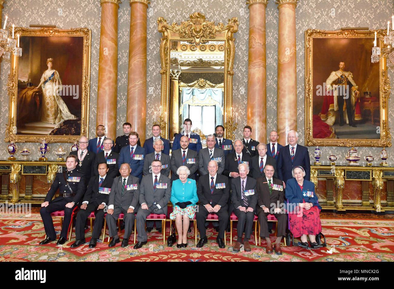 A group photo of holders of the Victoria and George Cross medals, (back ...