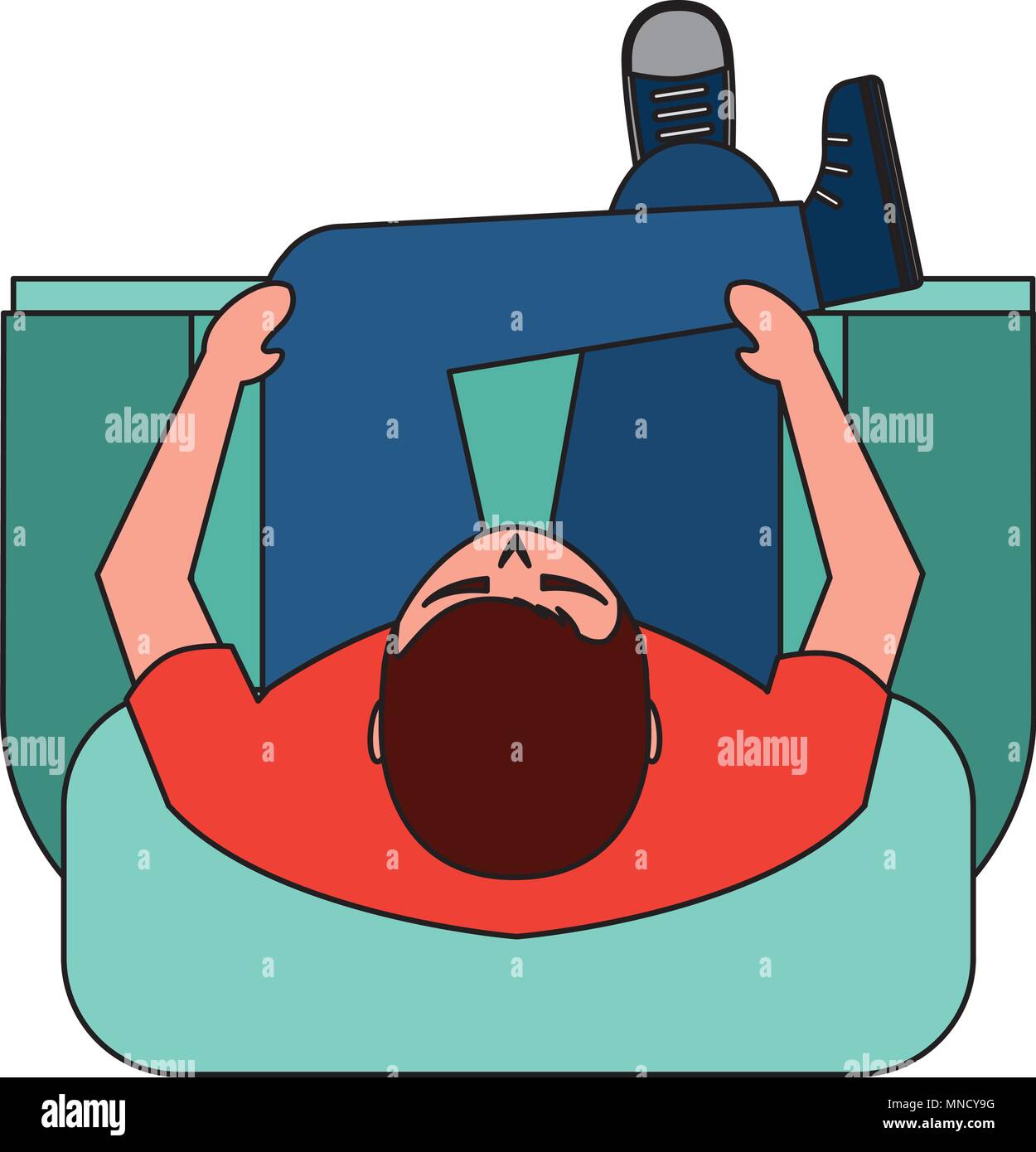 man is sitting on sofa view from above vector illustration Stock Vector ...
