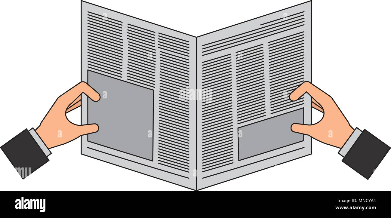 hands holding newspaper reading article vector illustration Stock ...