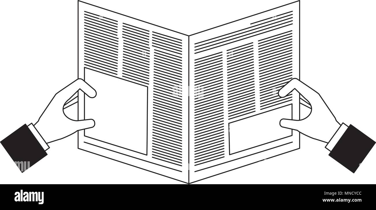 hands holding newspaper reading article vector illustration Stock ...