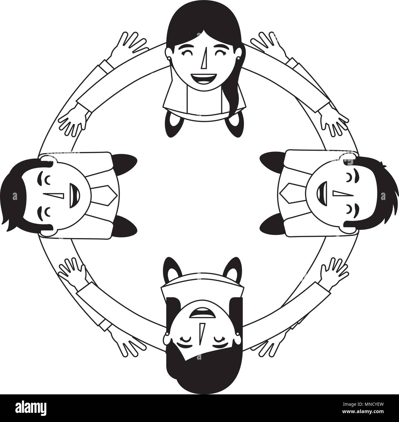 group of people business around circle from looking up success vector ...