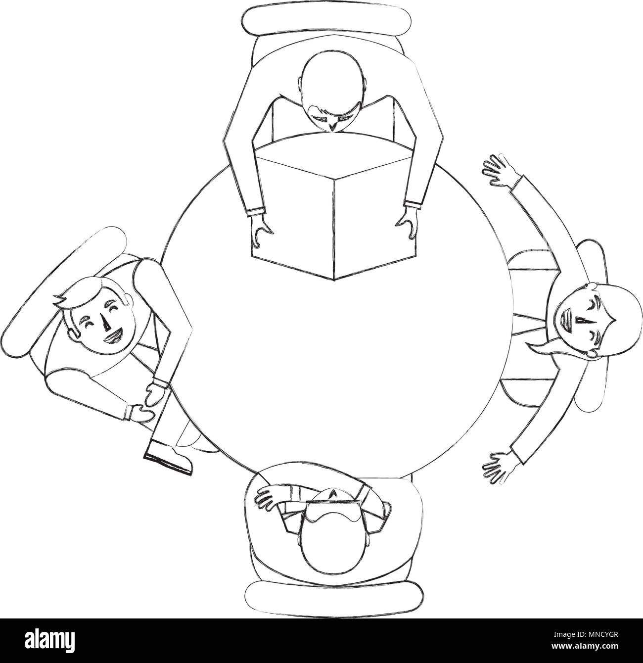 people break time leisure reading around the table vector illustration ...