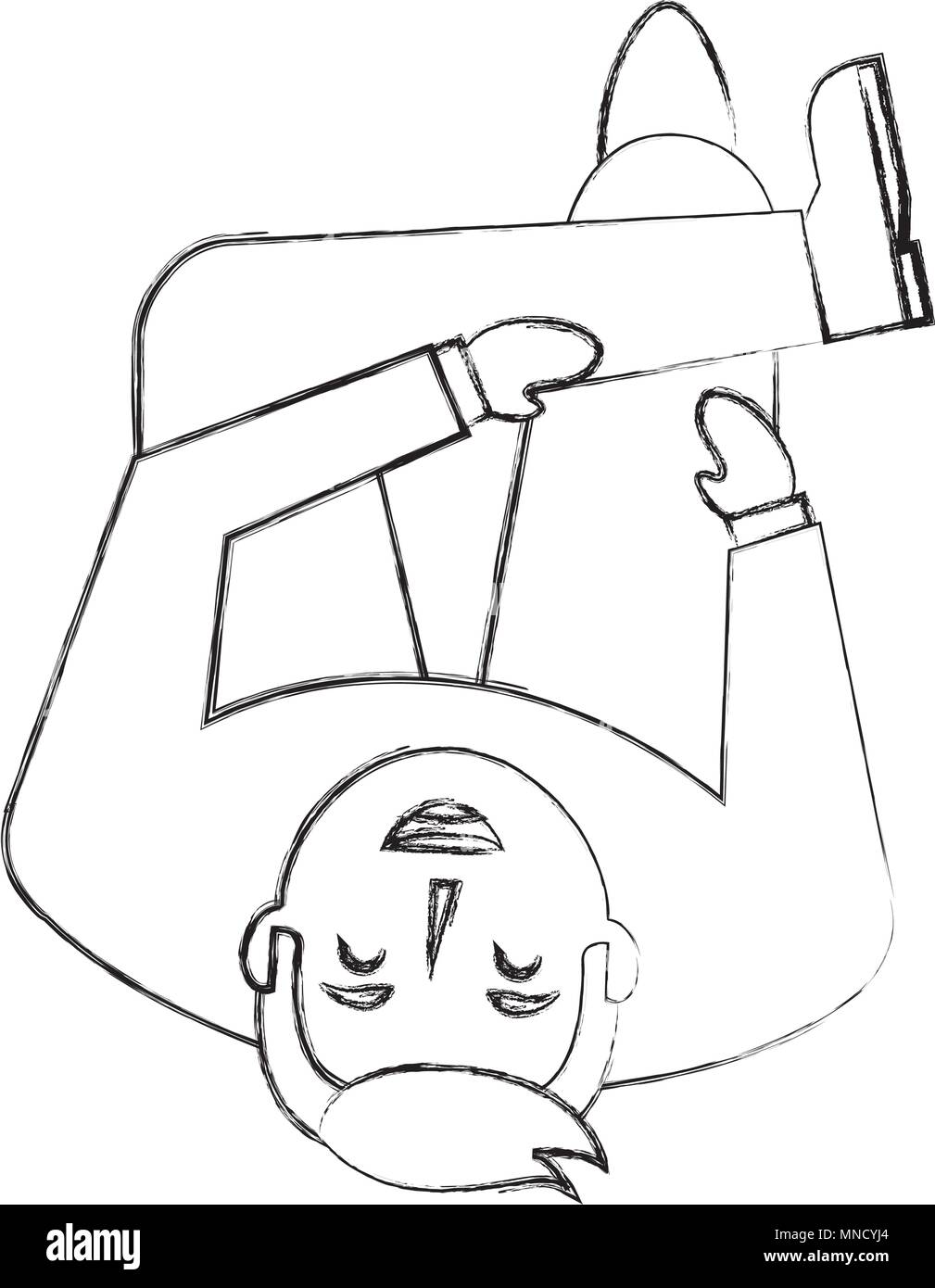 aerial view of man sitting with cross leg vector illustration design ...