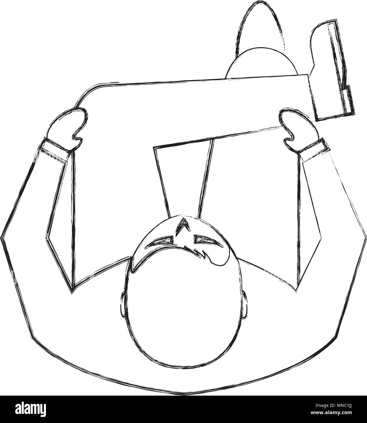 aerial view of man sitting with cross leg vector illustration design ...