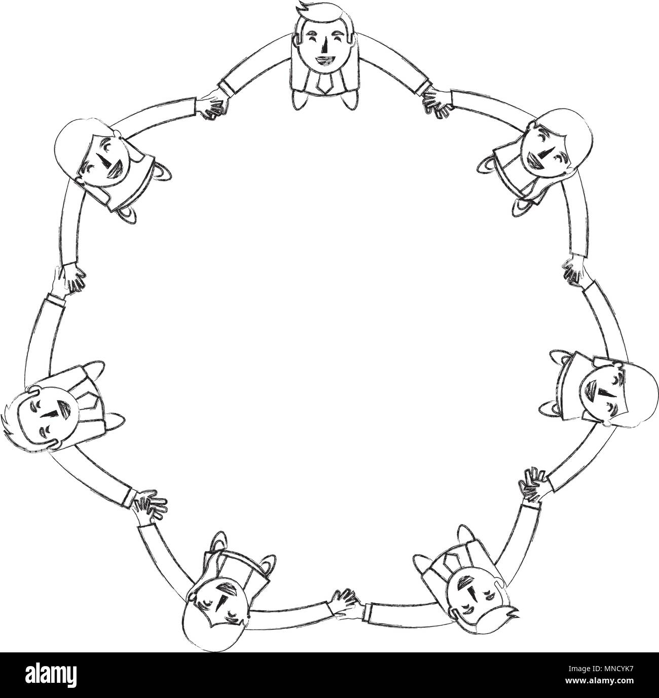 aerial view of group business people holding hands vector illustration ...