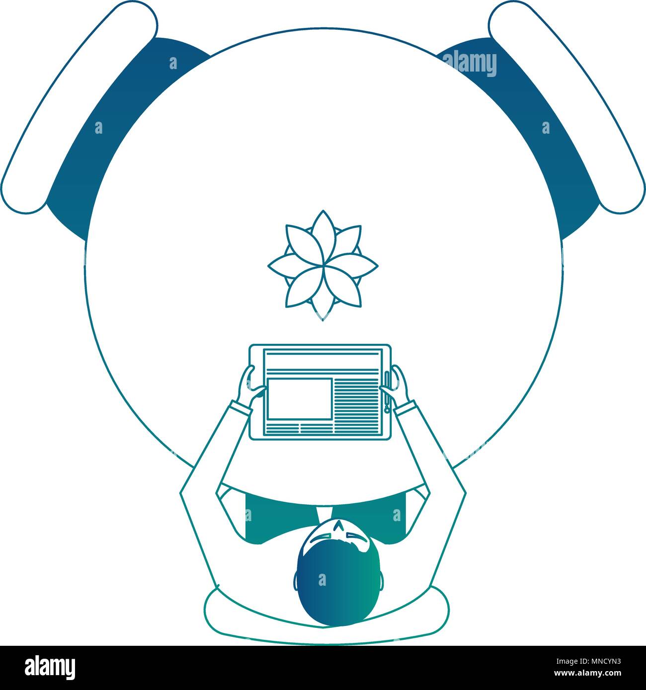 aerial view of man sitting chair office with work table vector ...