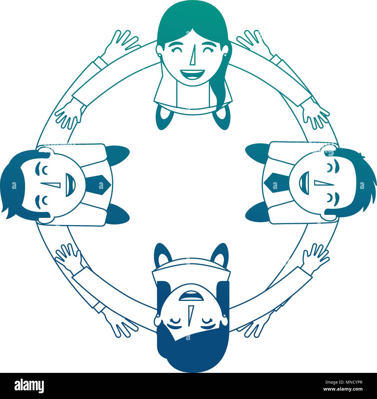 aerial view of group business people holding hands vector illustration ...