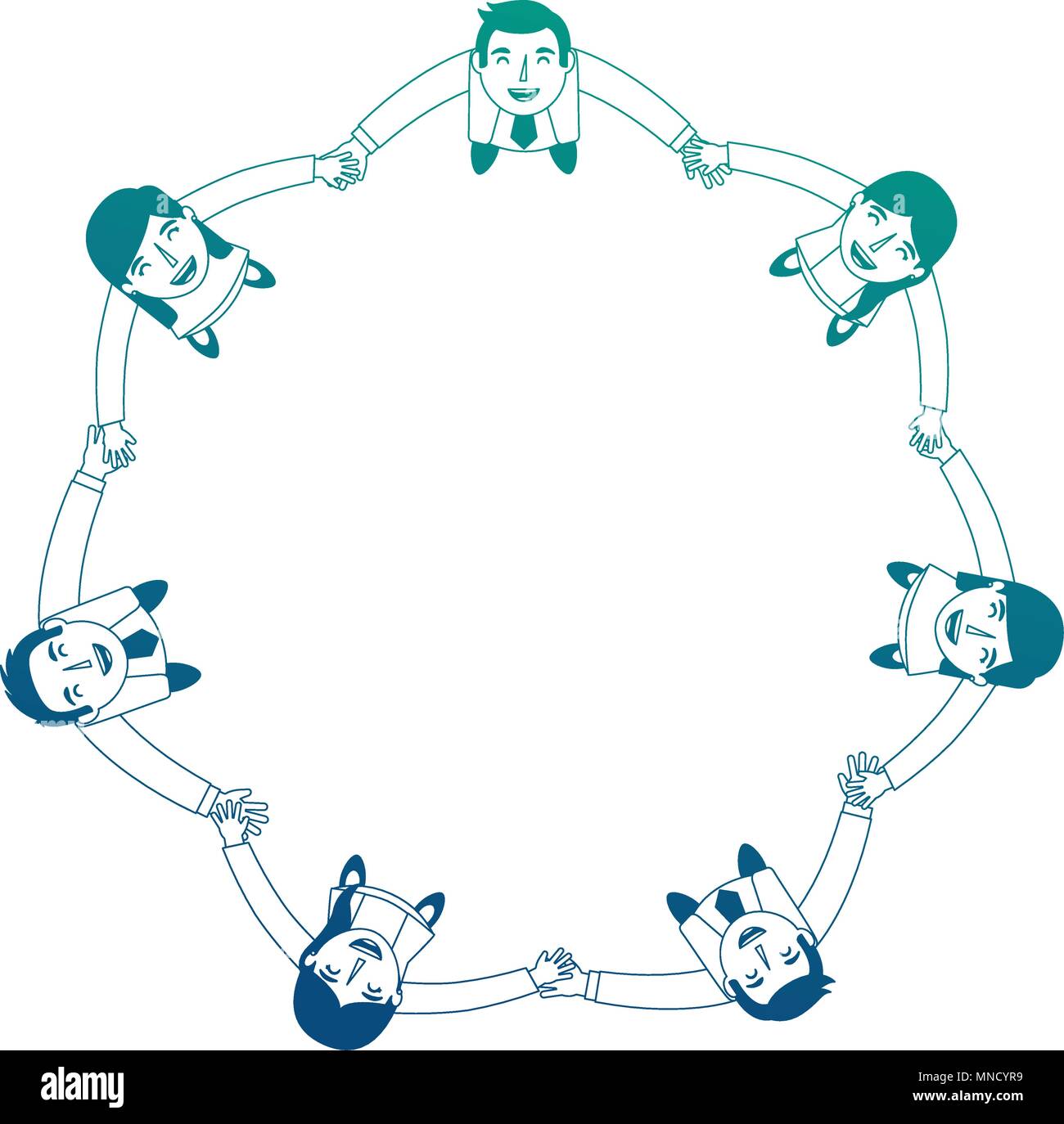 aerial view of group business people holding hands vector illustration ...