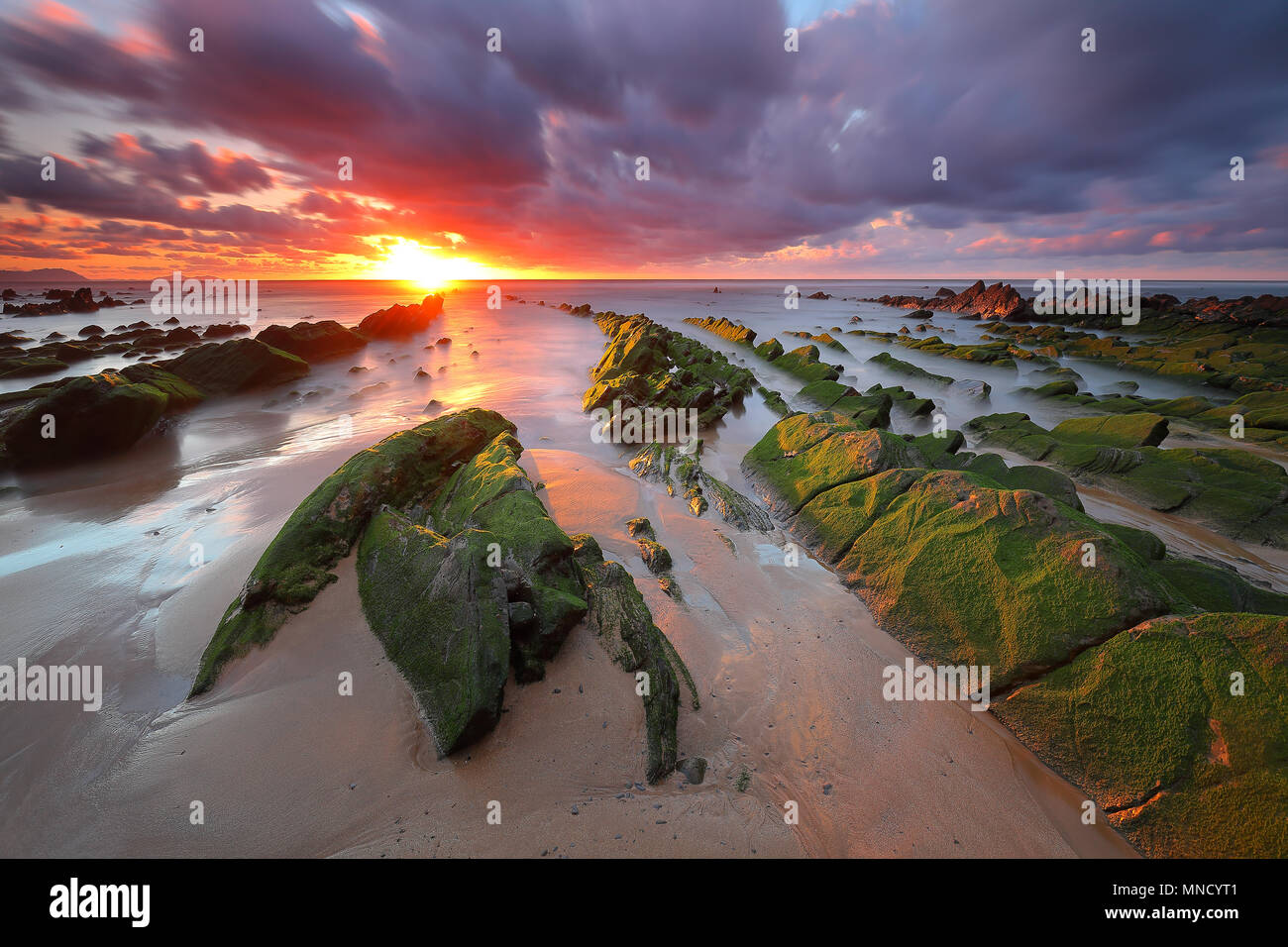 Amazing sunset at Barrika beach (biscay, Basque Country Stock Photo - Alamy