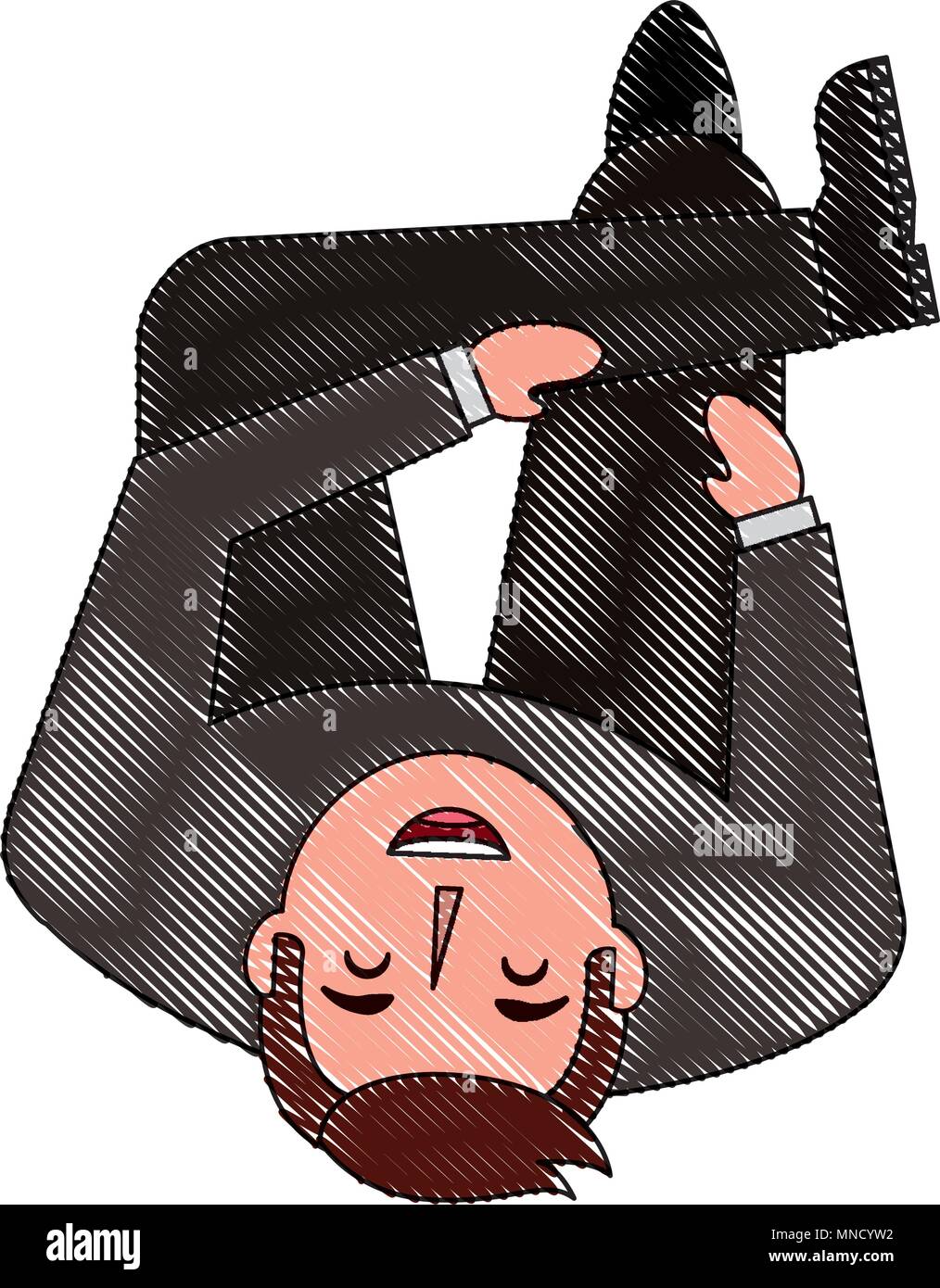 aerial view of man sitting with cross leg vector illustration design ...