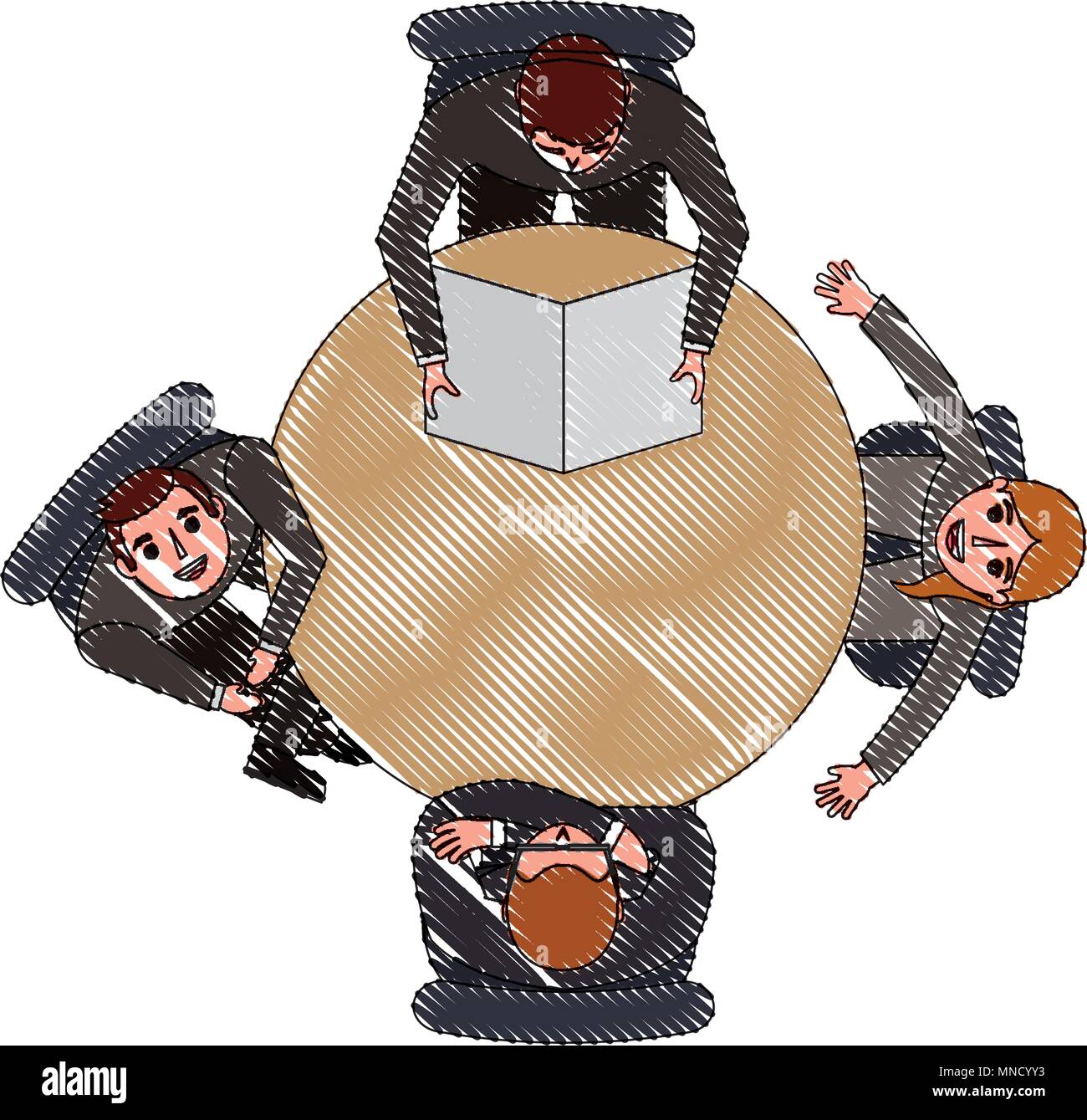 people break time leisure reading around the table vector illustration ...