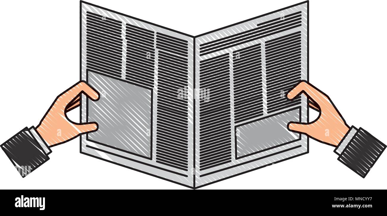 hands holding newspaper reading article vector illustration Stock ...