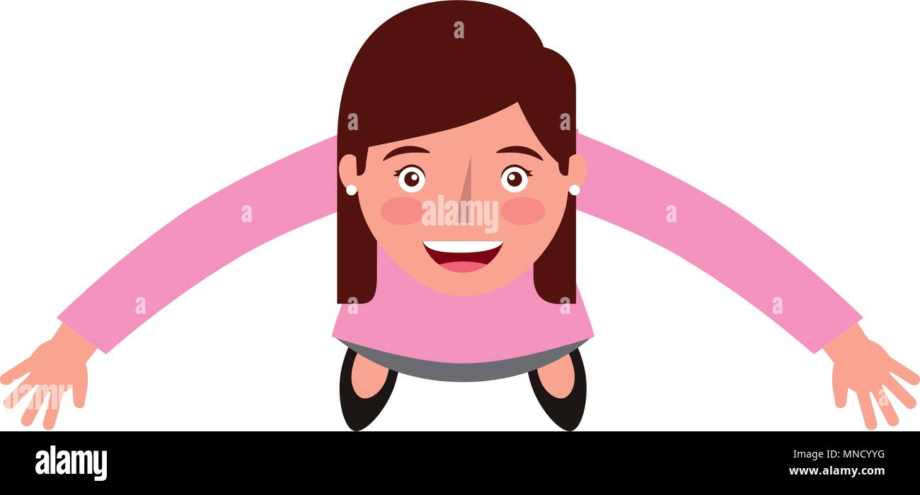 businesswoman standing looking up top view vector illustration Stock ...