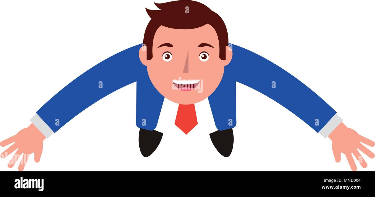 top view businessman standing looking up arms up vector illustration ...