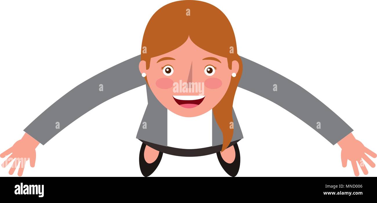businesswoman standing looking up top view vector illustration Stock ...