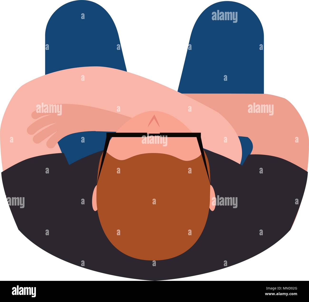 man folded arms sitting top view vector illustration Stock Vector Image ...