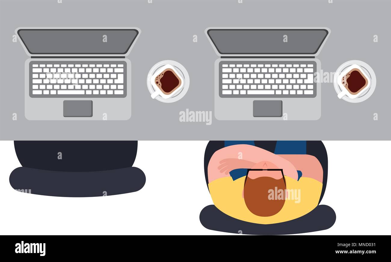 workplace of a designer work office things top view vector illustration ...