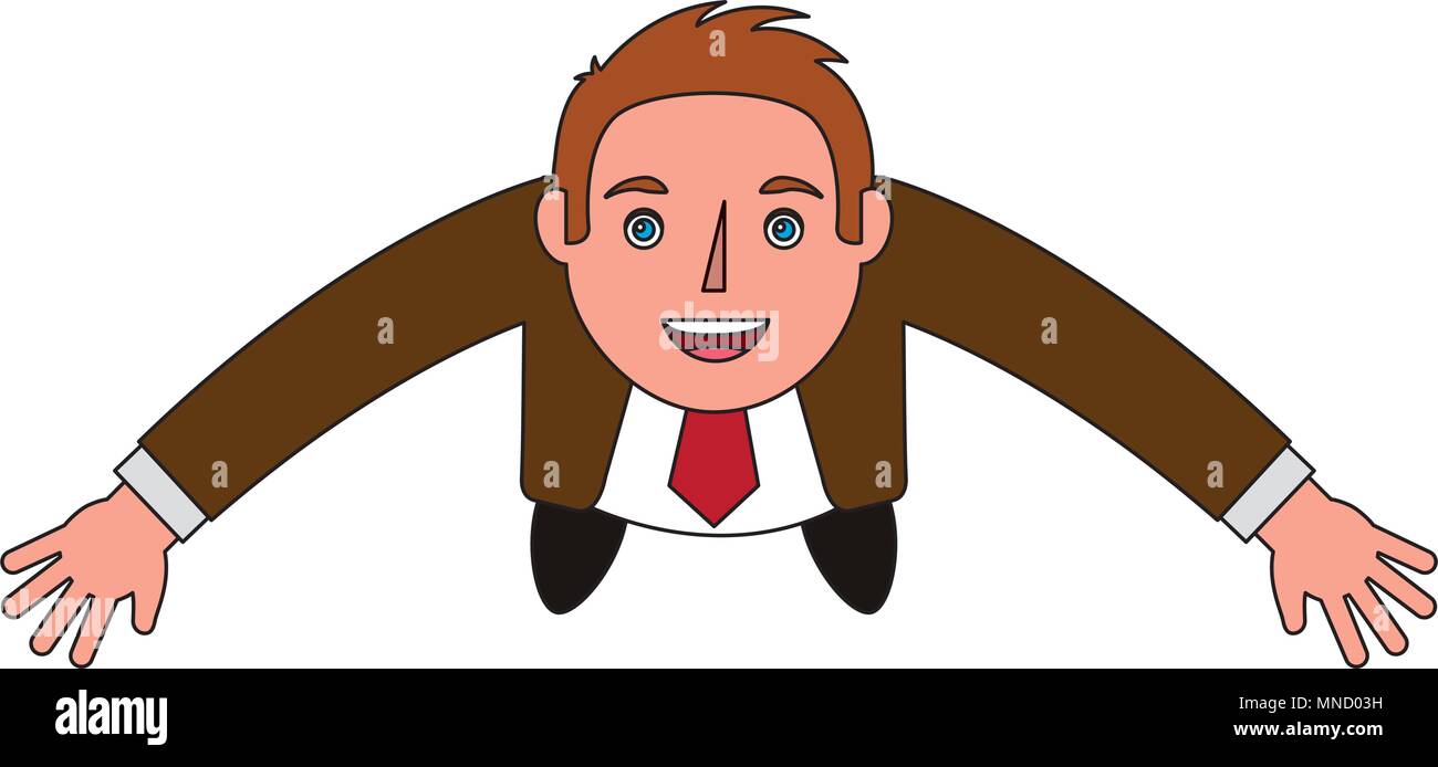 top view businessman standing looking up arms up vector illustration ...