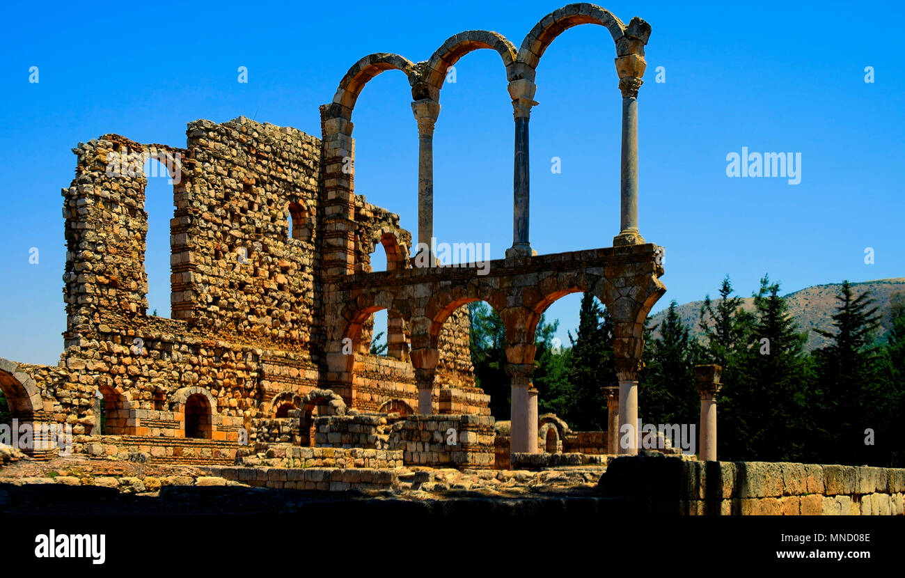 Ruins of ancient city Anjar in Bekaa valley Lebanon Stock Photo - Alamy