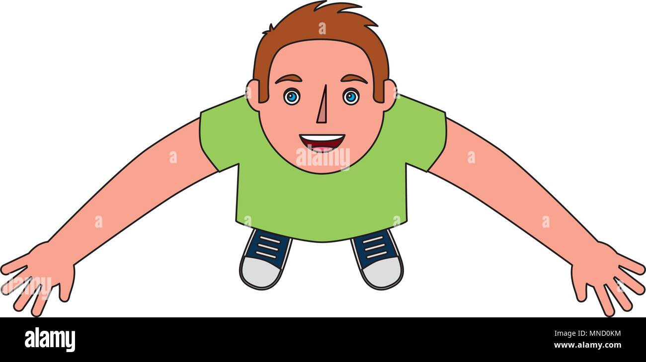 young man standing raised arms celebrating top view Stock Vector Image ...