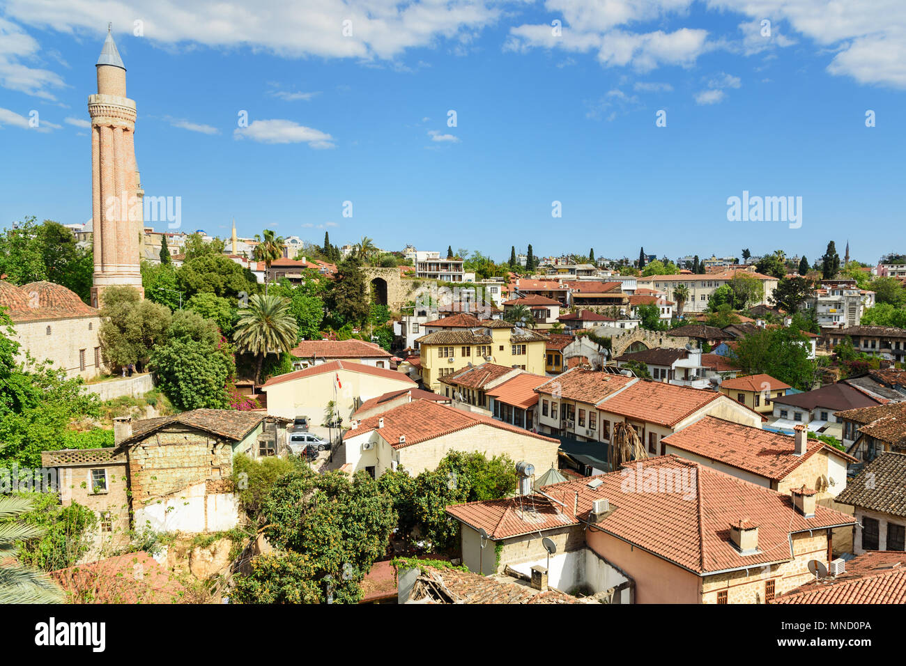 View on the roofs of Old city Kaleici and Yivli Minare Mosque in ...
