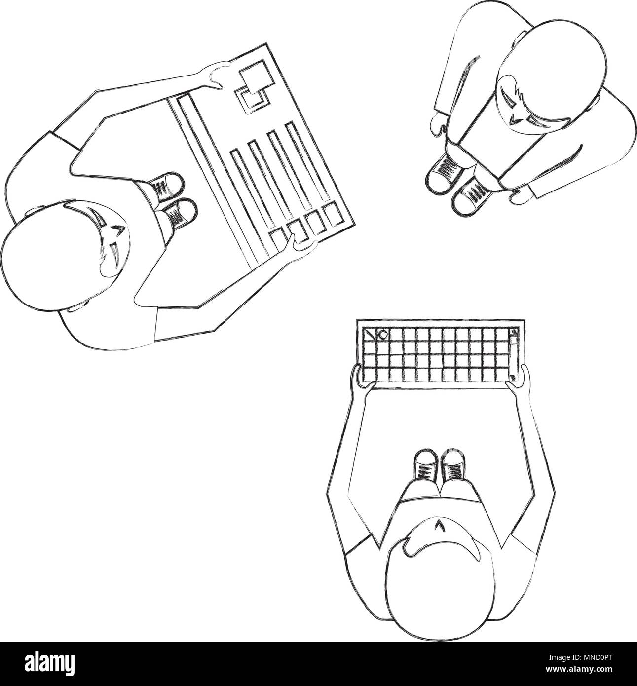 top view group designer people with palette color Stock Vector Image ...