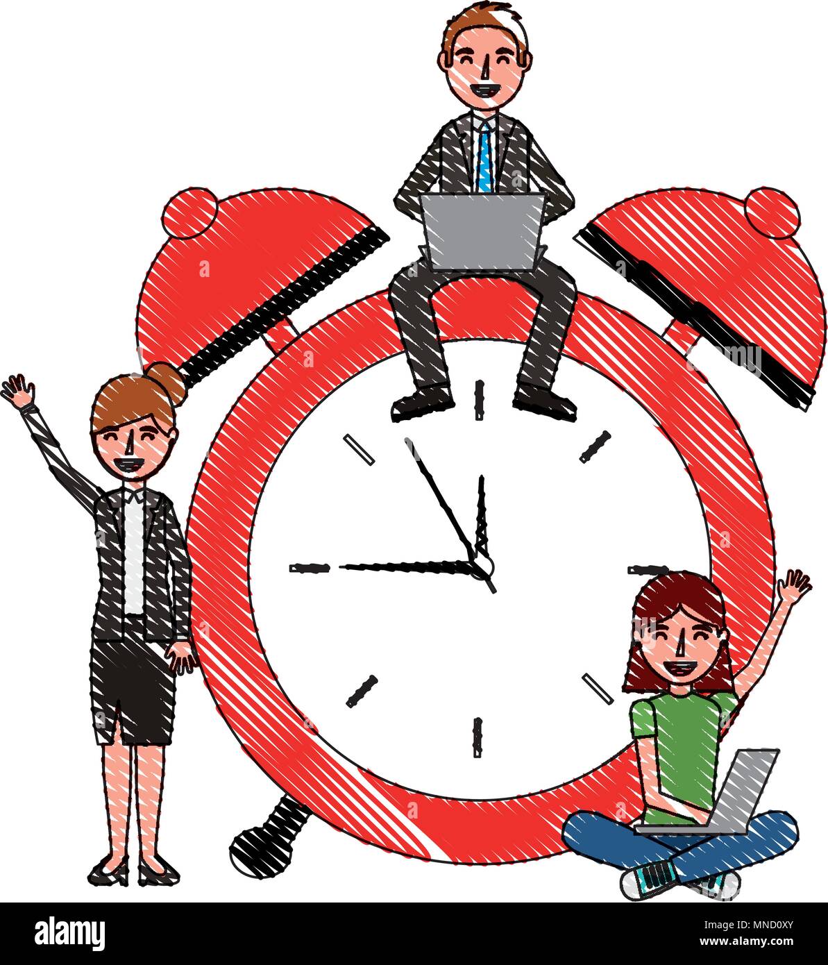 people working on alarm clock Stock Vector Image & Art - Alamy