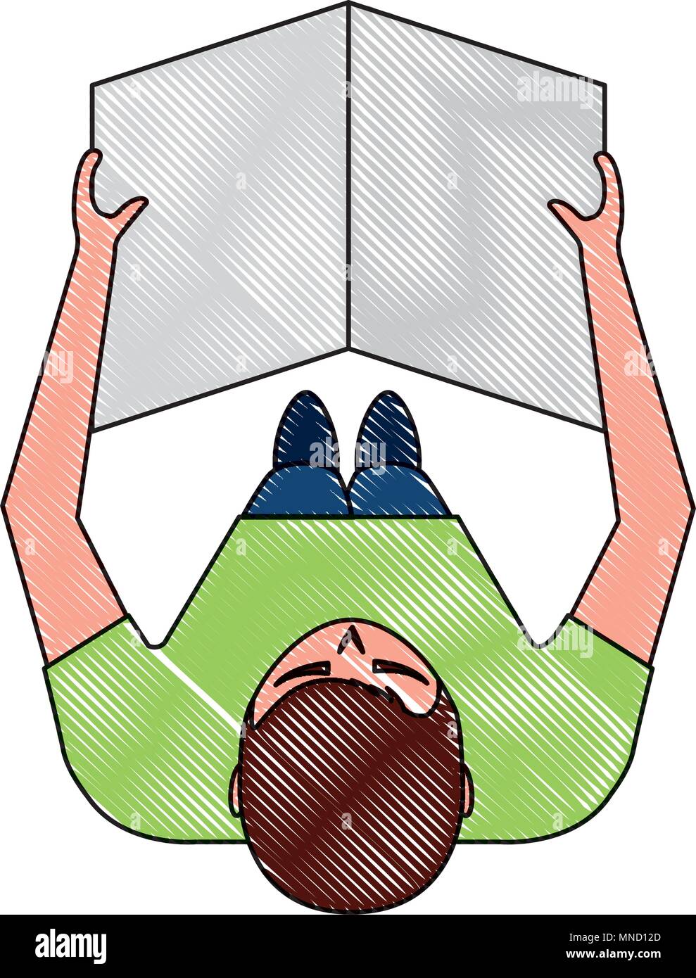 aerial view of young man with document Stock Vector Image & Art - Alamy