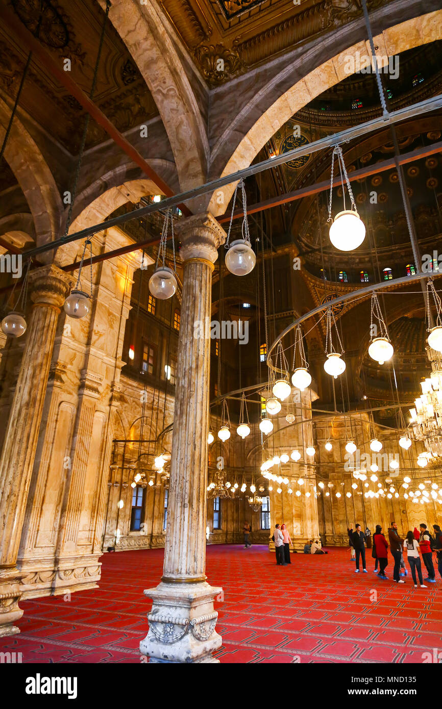 Inside the Great Mosque of Muhammad Ali Pasha, or Alabaster Mosque, or ...