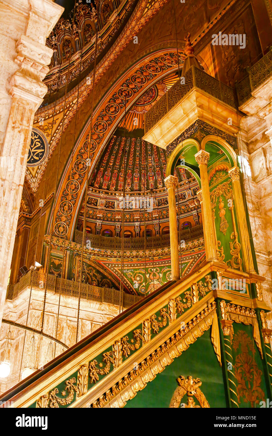 Inside the Great Mosque of Muhammad Ali Pasha, or Alabaster Mosque, or ...