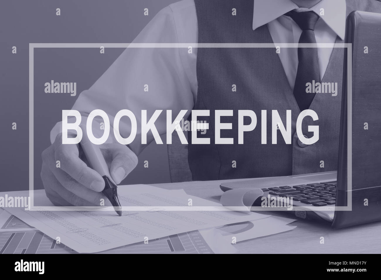 Bookkeeping. Bookkeeper is working with financial report Stock Photo ...