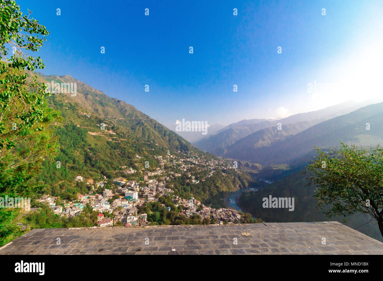 Raavi river flowing through the calm town of Chamba, Himachal Pradesh ...