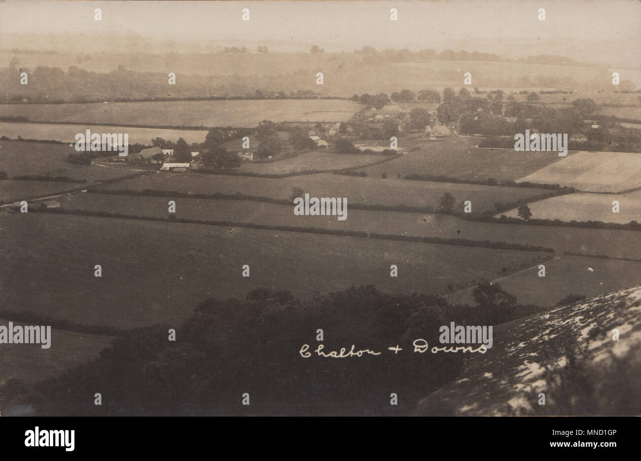 Vintage Photograph of Chalton Downs, Hampshire, England, UK Stock Photo ...