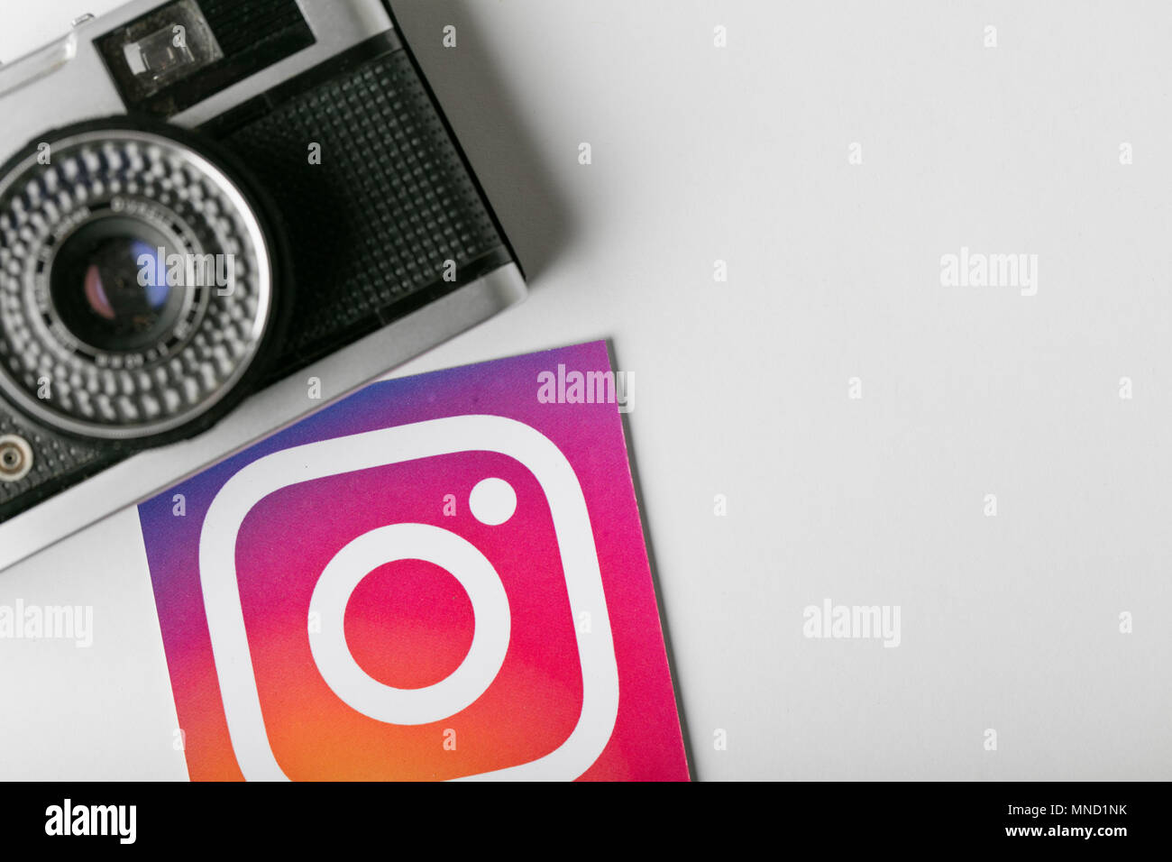 OXFORD, UK - NOVEMBER 30th 2016: Instagram logos printed onto paper ...