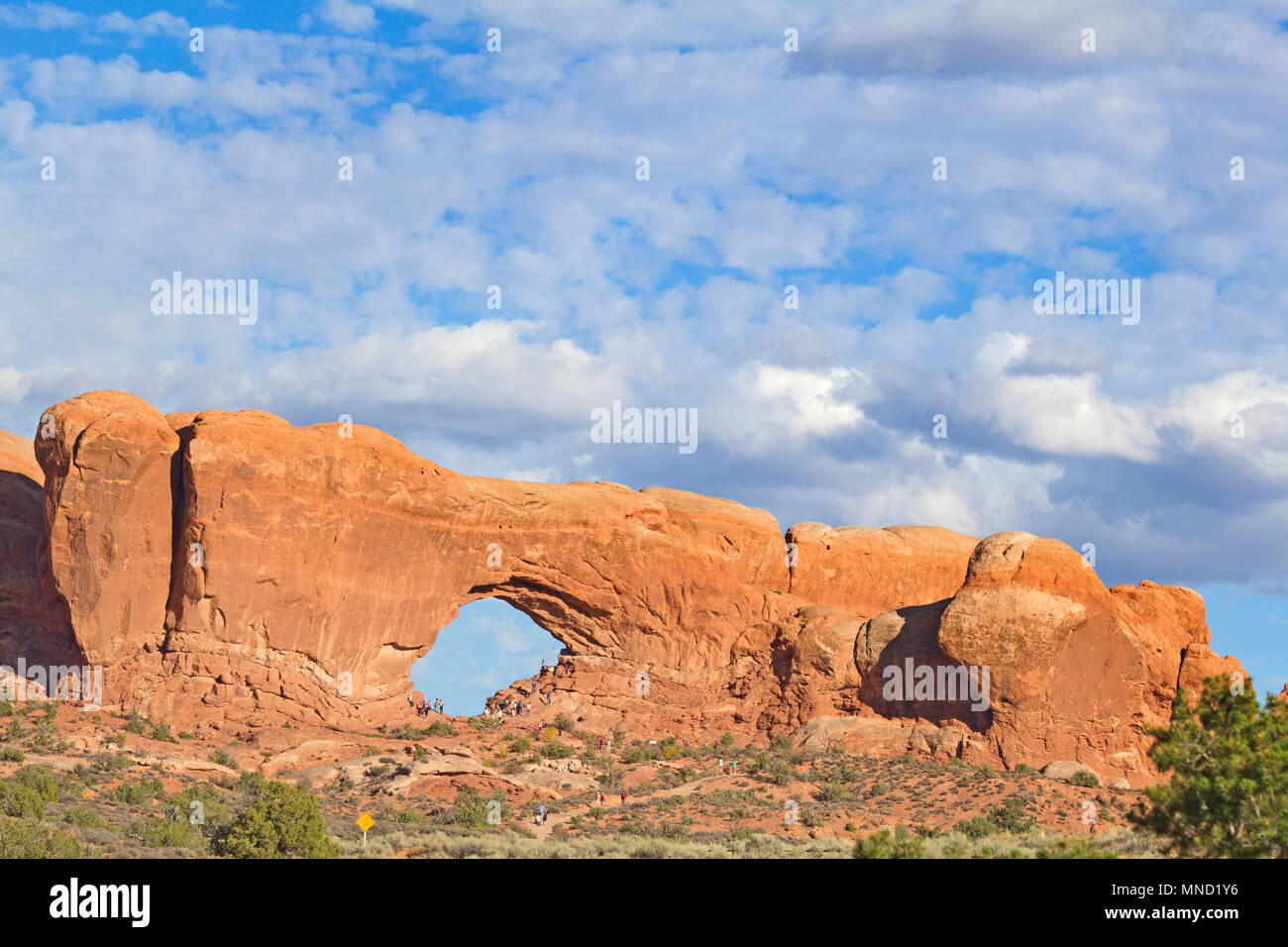 Landscapes of the "Windows section" in the Arches National park, Utah ...