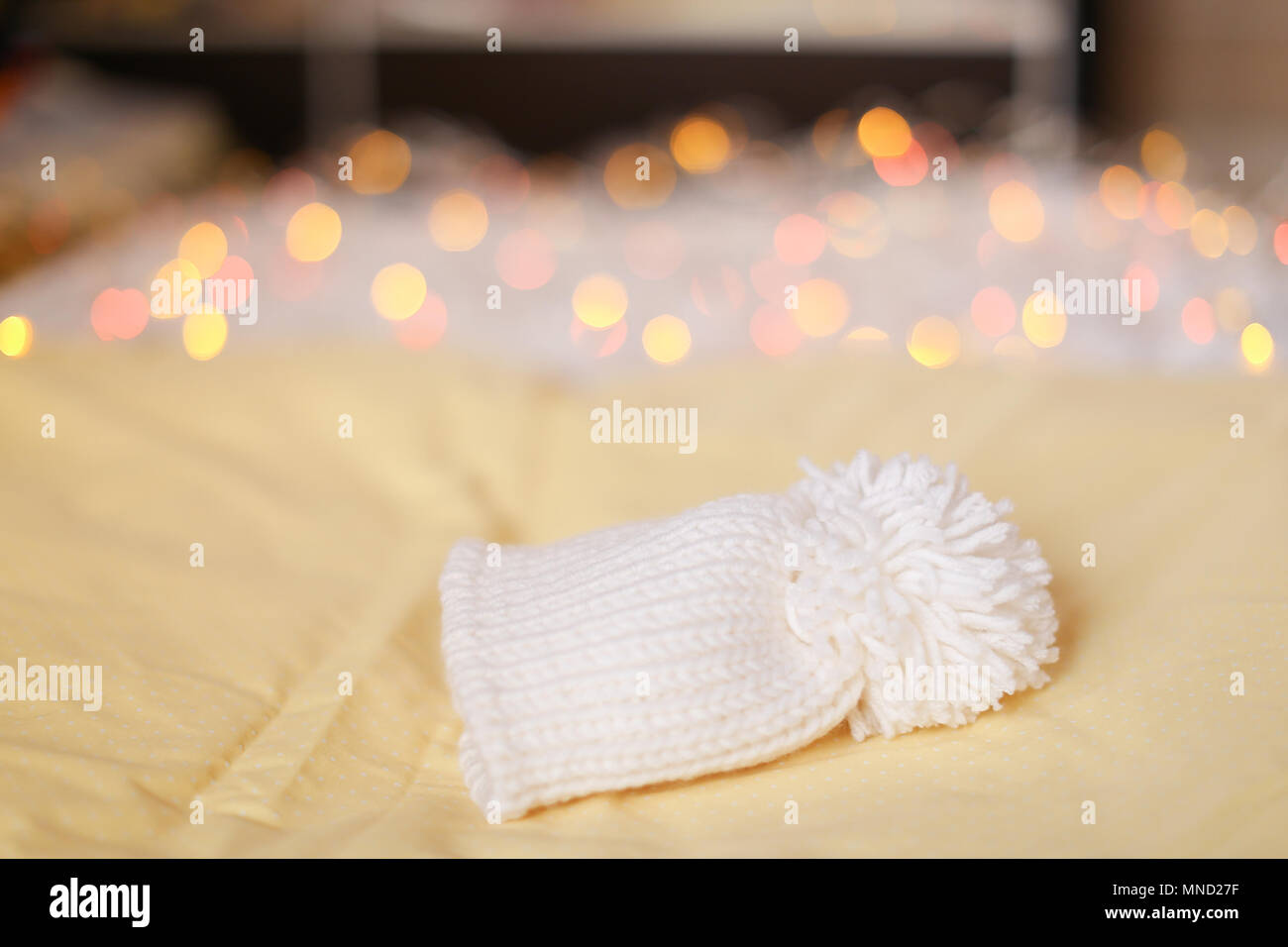 White cap for newborn baby Stock Photo - Alamy