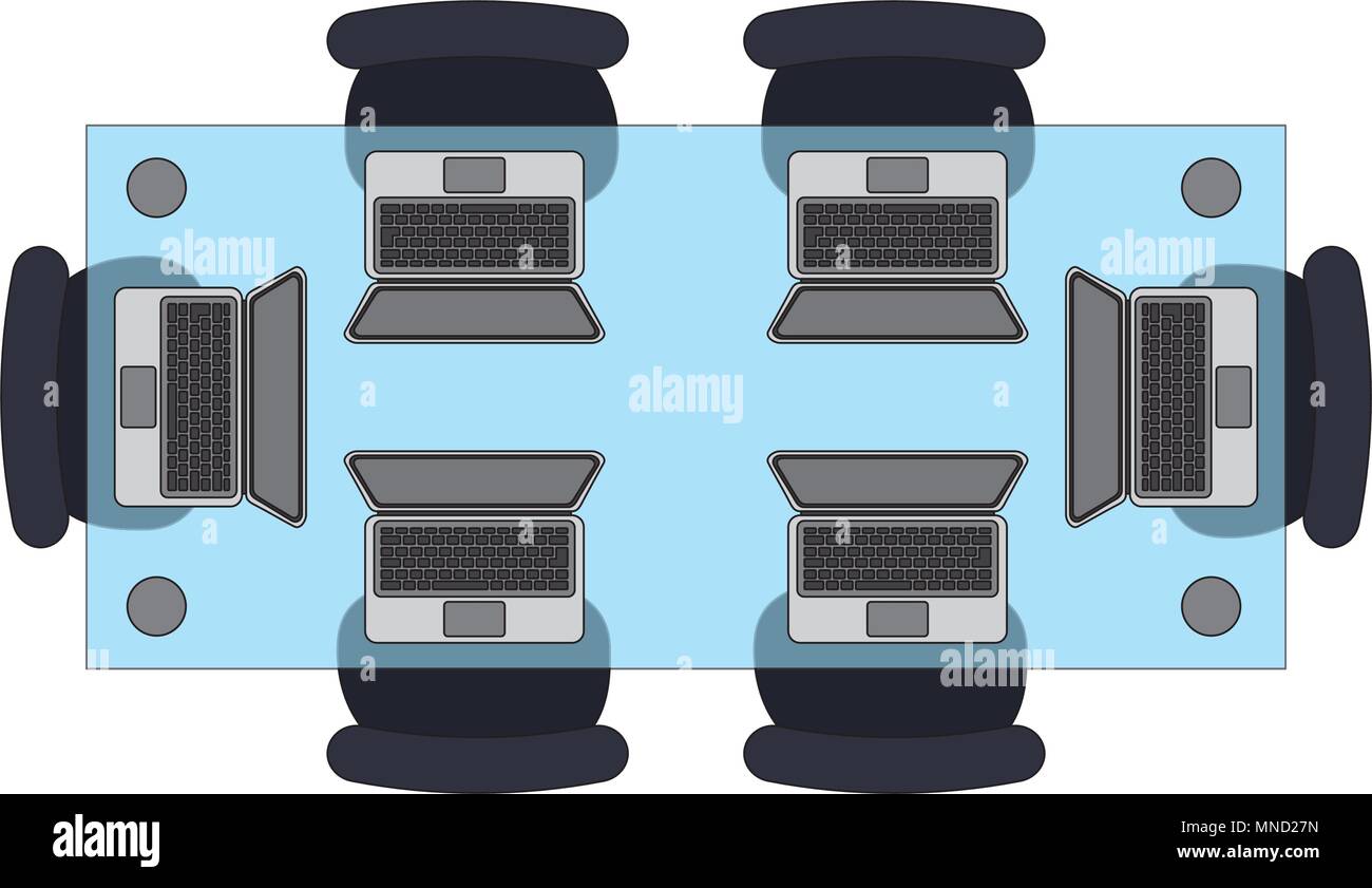 workspace desk chair and laptop view from above Stock Vector Image ...